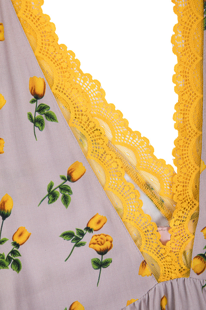 Lisa Oversized Dress - Yellow lace